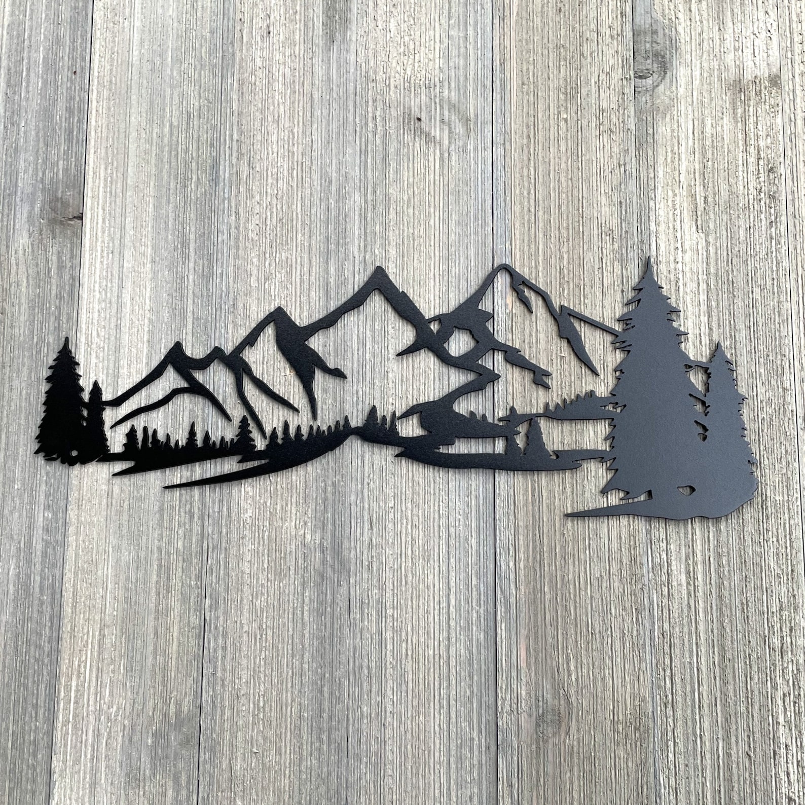 Mountain Silhouette Metal Sign Cutout - Powder Coated Metal Mountain ...