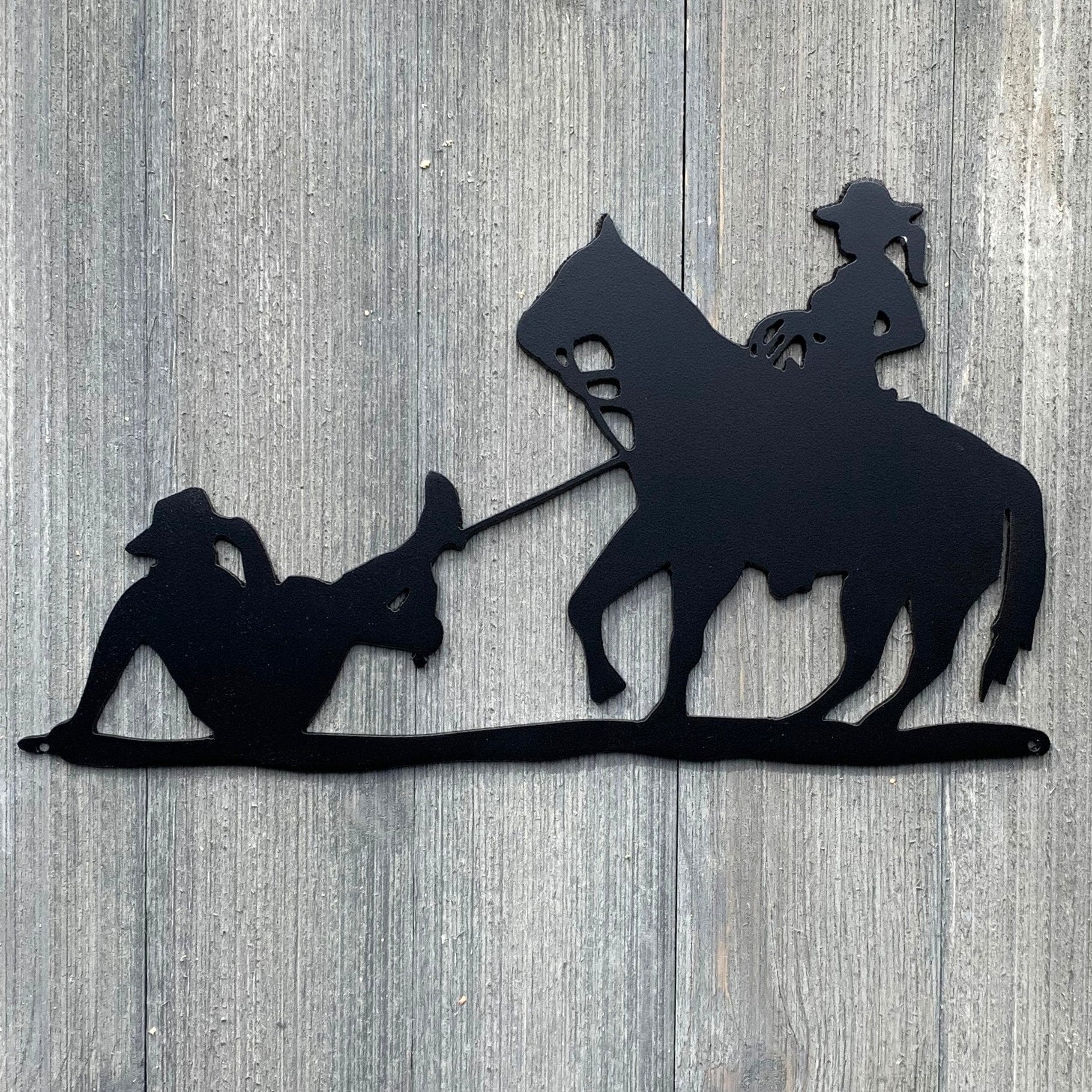 Roped Cowboy Metal Sign Cutout-Rustic Cowgirl Roping Cowboy Metal Wall ...