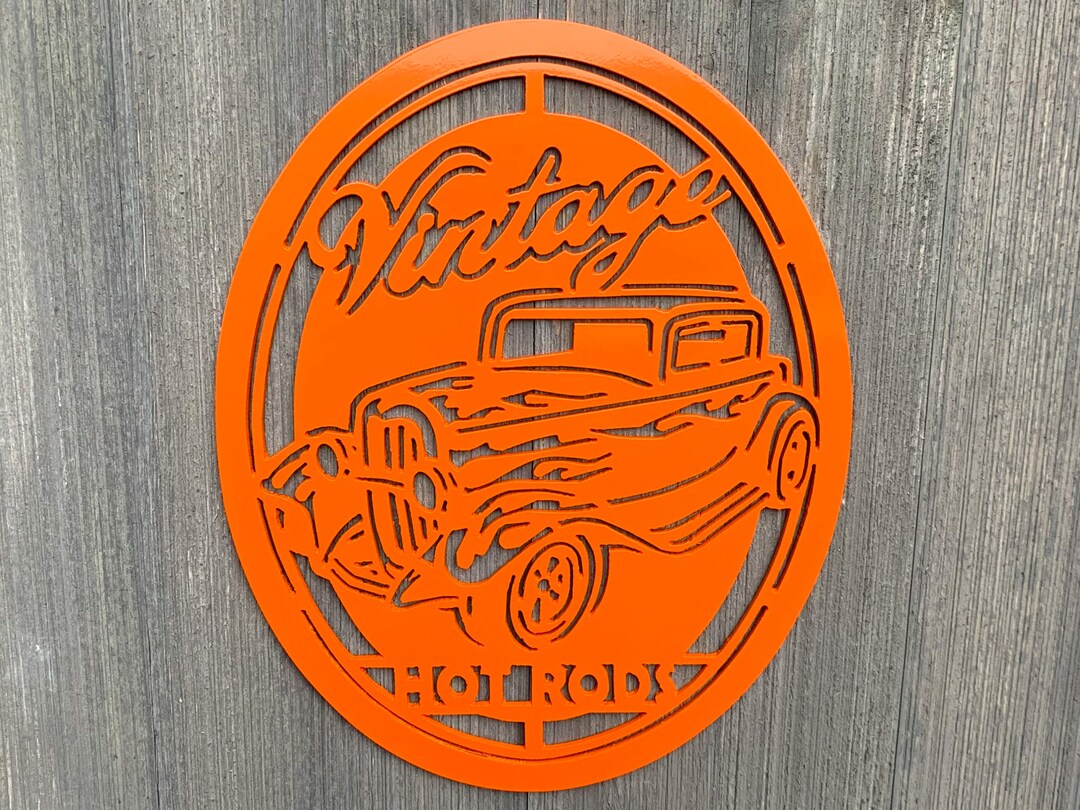 Vintage Hot Rod Metal Sign Cutout - Classic Hot Rod Sign - Powder ...