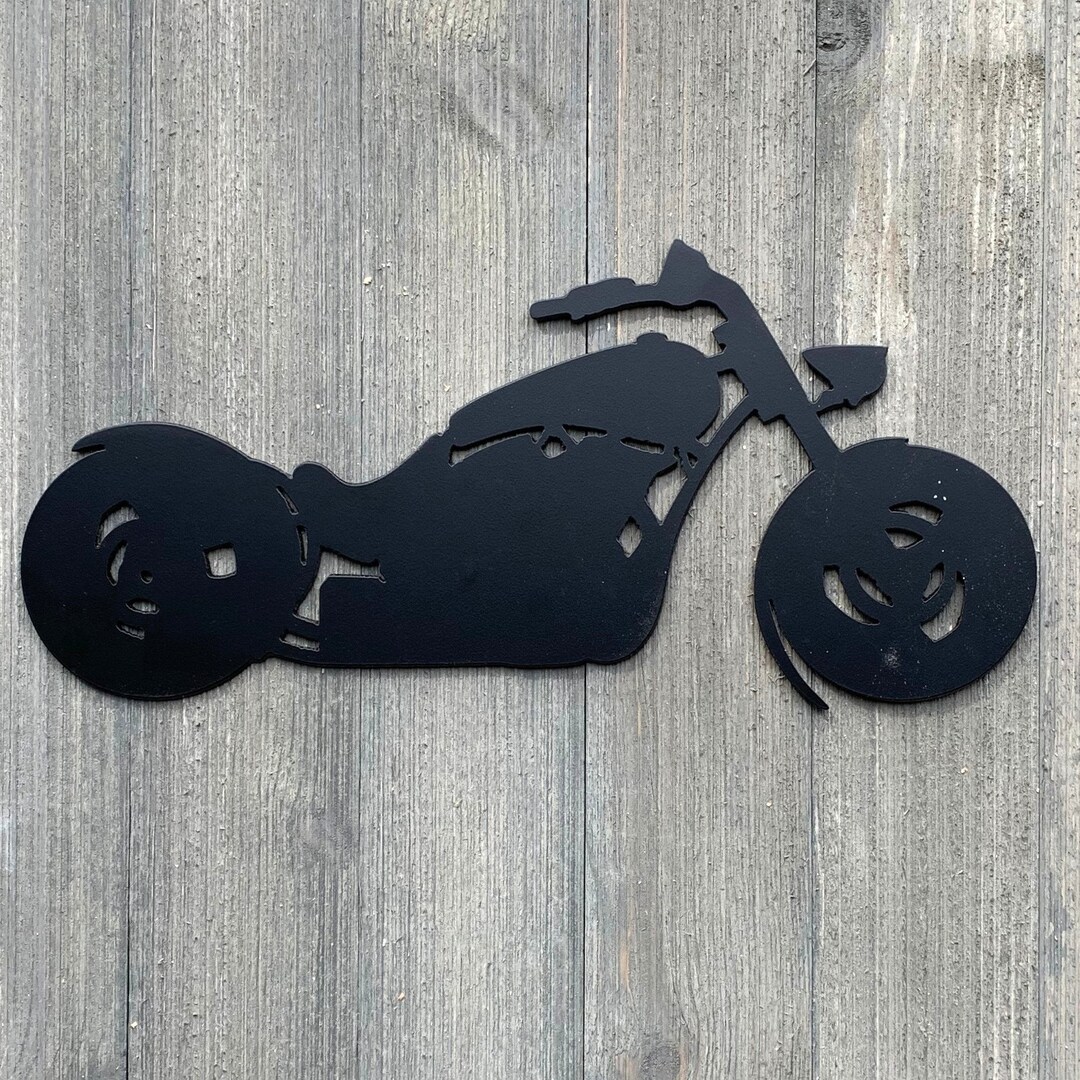 Motorcycle Metal Sign Cutout - Powder Coated Metal Chopper Motorcycle ...