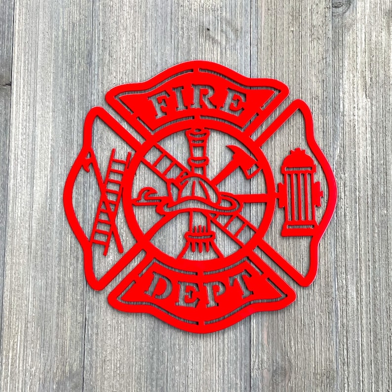 Fire Dept Metal Sign Cutout - Fire Department Powder Coated Metal Sign ...