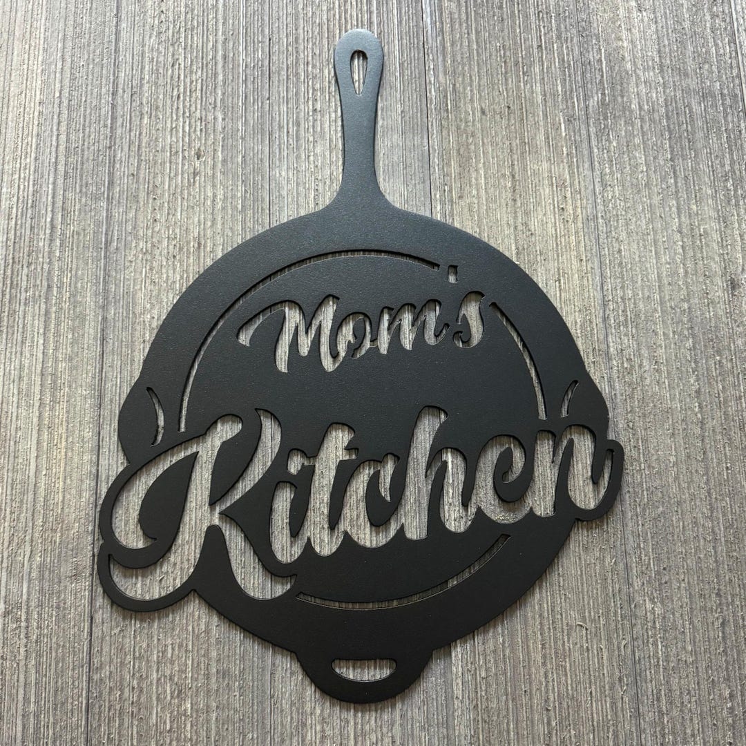 Mom’s Kitchen Metal Sign Cutout - Cast Iron Skillet Shape Decor - Gift ...