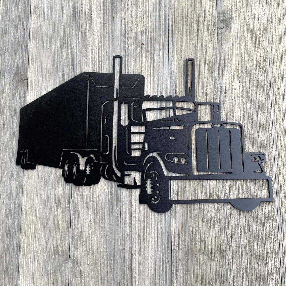 18 Wheeler Metal Sign Cutout - Semi Truck and Trailer Powder Coated ...