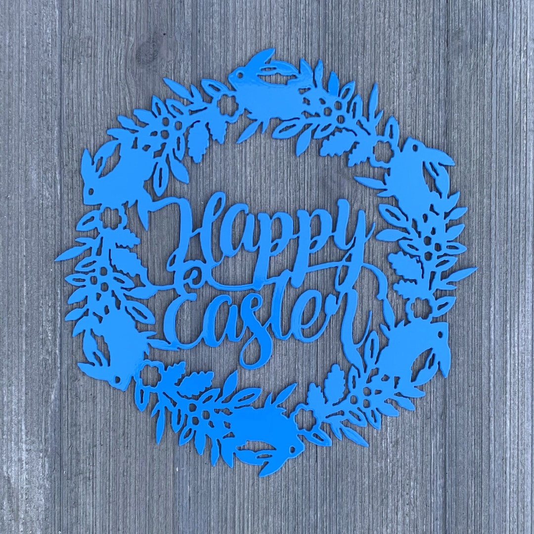 Happy Easter Wreath Metal Sign Cutout - Happy Easter Wreath Sign ...