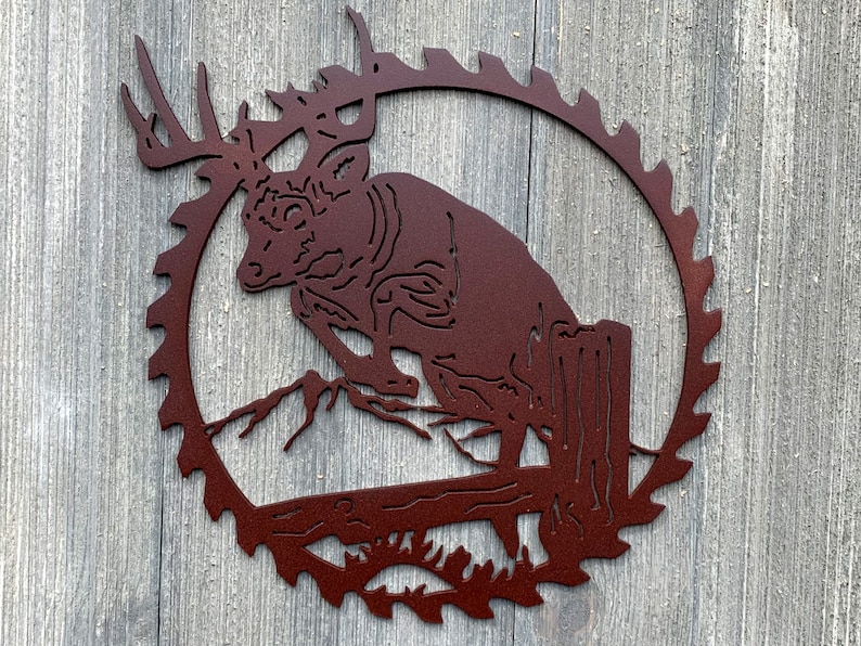 Deer Sawblade Metal Sign Cutout - Powder Coated Metal Buck Sawblade ...