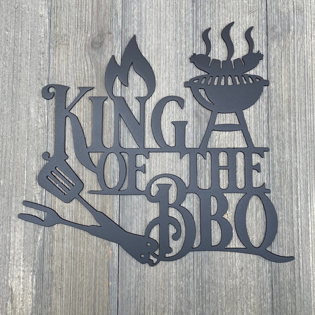 King of the BBQ: Metal Sign With Grill Cutout and Utensil Accents ...