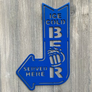 Ice Cold Beer Served Here Metal Sign Cutout - Metal Sign for Home Bar ...