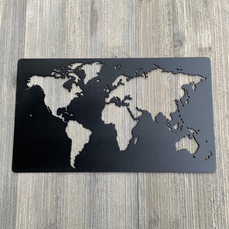 World Map Metal Sign Cutout Map of the World Metal Sign - Etsy
