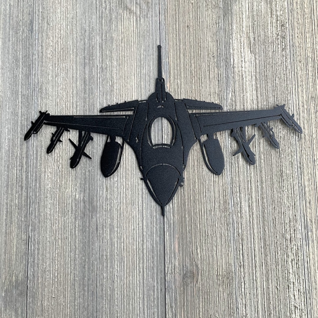 F-16 Metal Sign Cutout - Powder Coated Metal F-16 Fighter Jet Sign ...