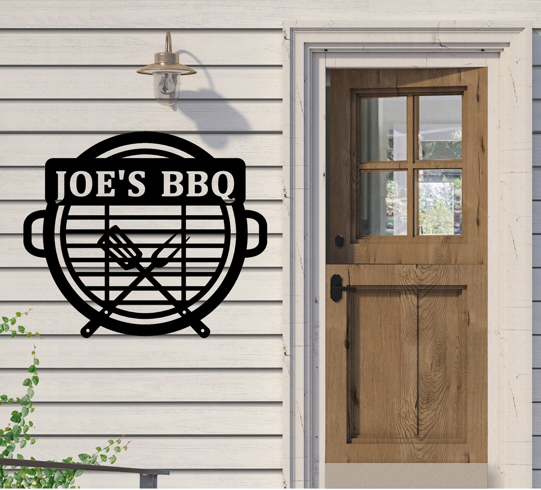 BBQ Monogram Metal Sign Cutout - Custom Grille Sign With Spatula and ...