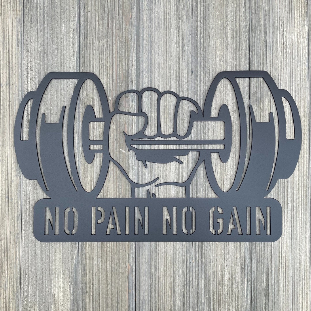 No Pain, No Gain: Metal Sign With Weightlifting Hand Motif ...