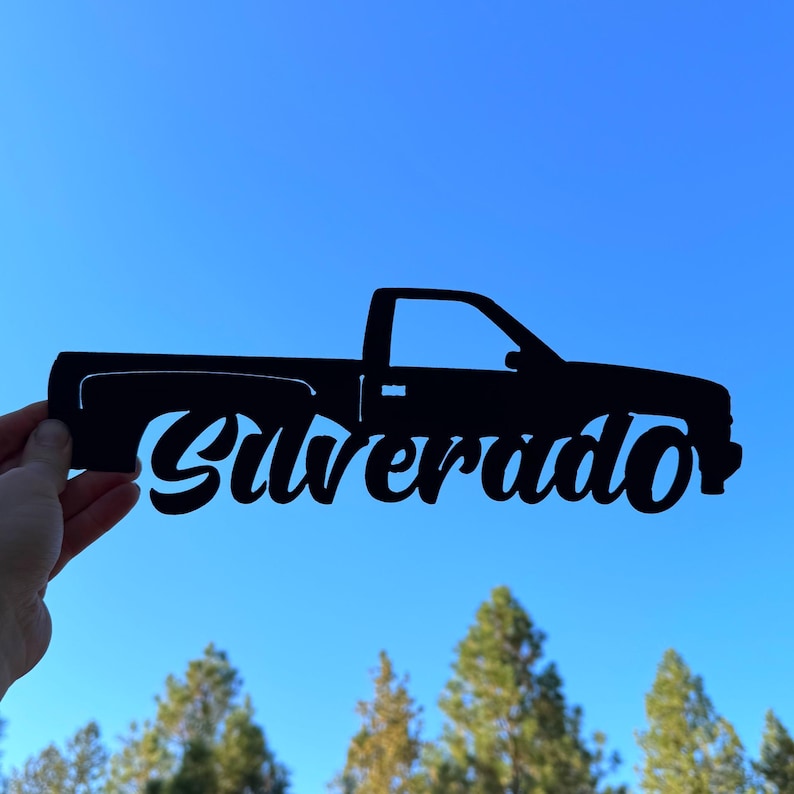 1988–1998 Chevy Silverado Metal Wall Art – GMT400 OBS Truck Silhouette ...