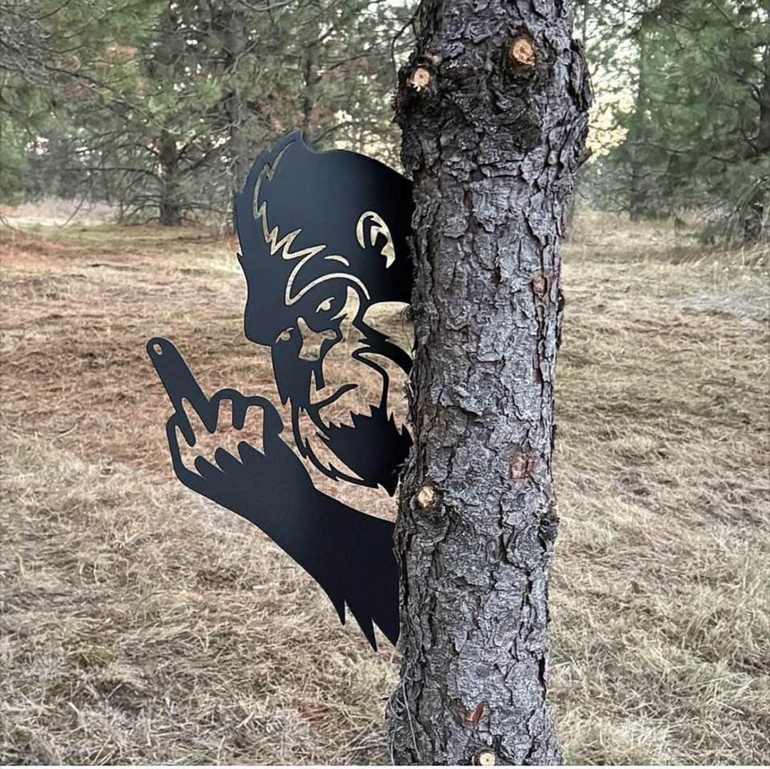 Peek-a-boo Flipping off Bigfoot Metal Sign – Flipping the Bird Edition ...