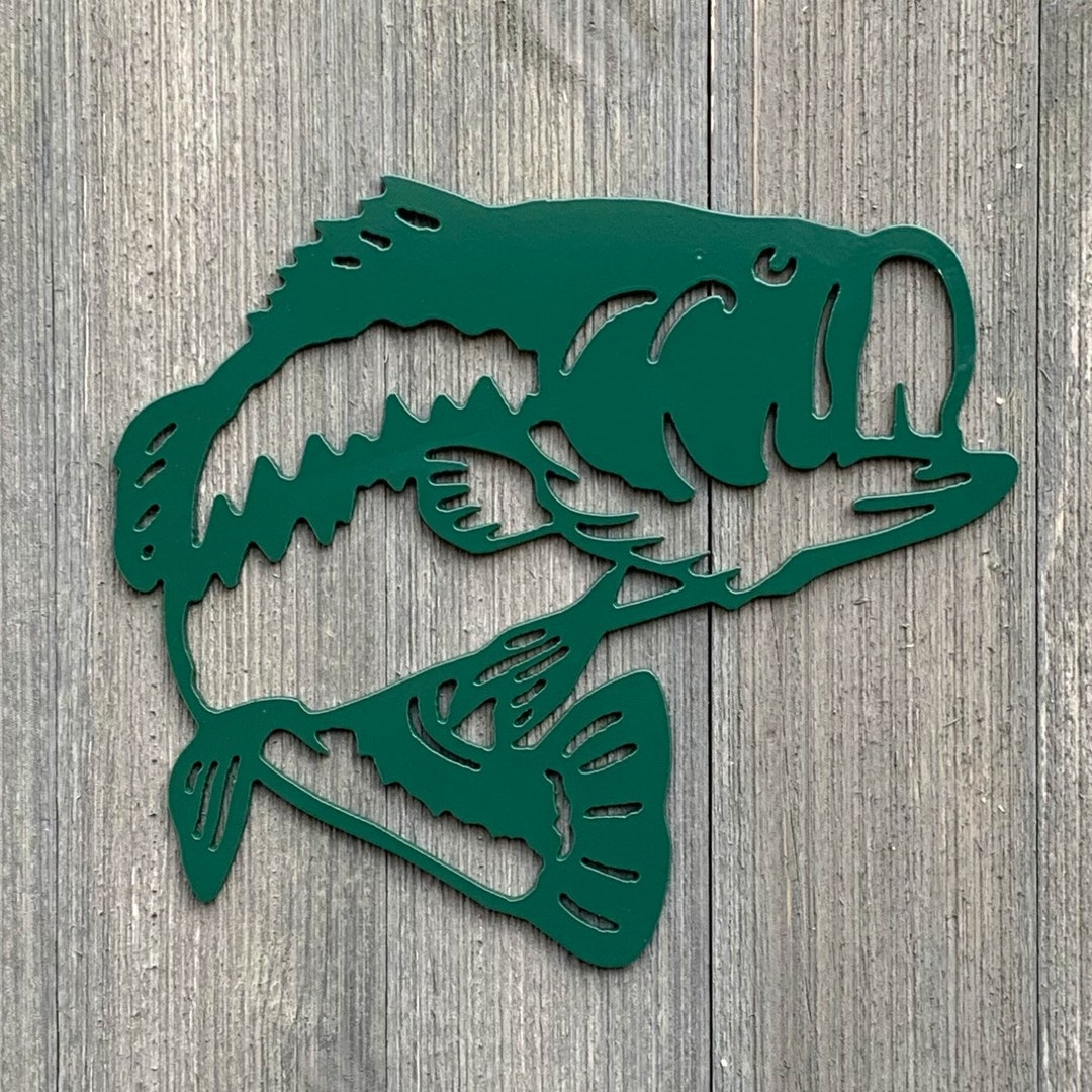Bass Jumping Metal Sign Cutout - Leaping Bass: A Powder Coated Metal ...