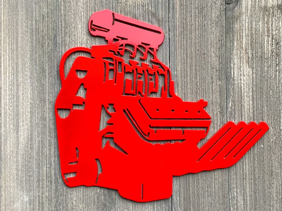 Engine Metal Sign Cutout - V8 Engine With Blower Design - Super Charger ...