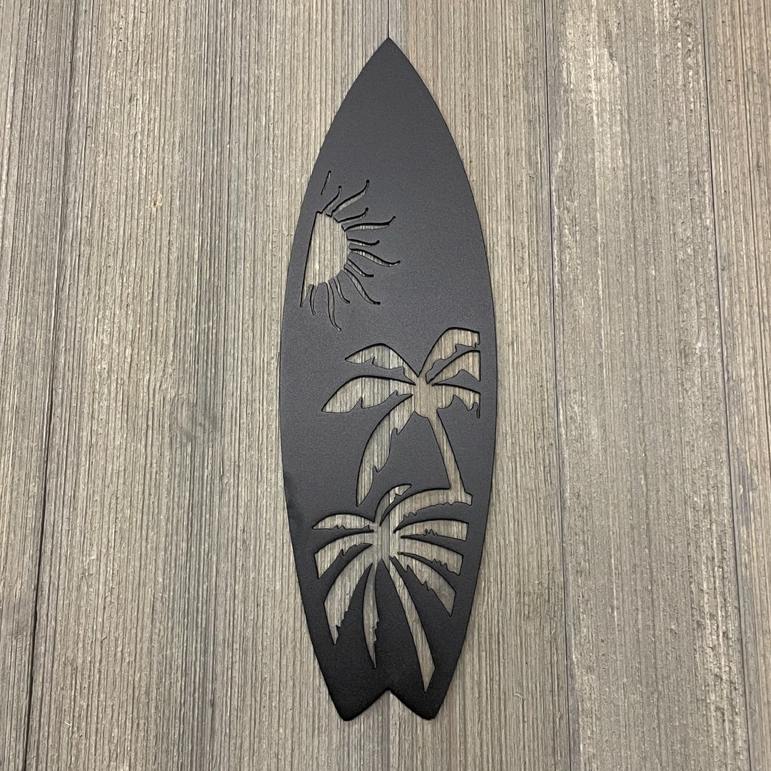 Tropical Vibes: Metal Surfboard Sign With Palm Trees Paradise - Etsy