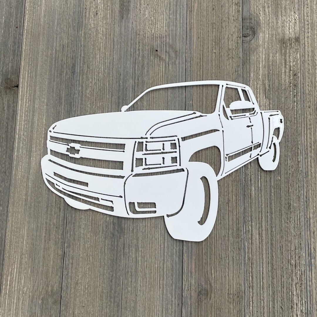 Chevy Silverado Metal Sign Cutout - Powder Coated - Realistic Design ...