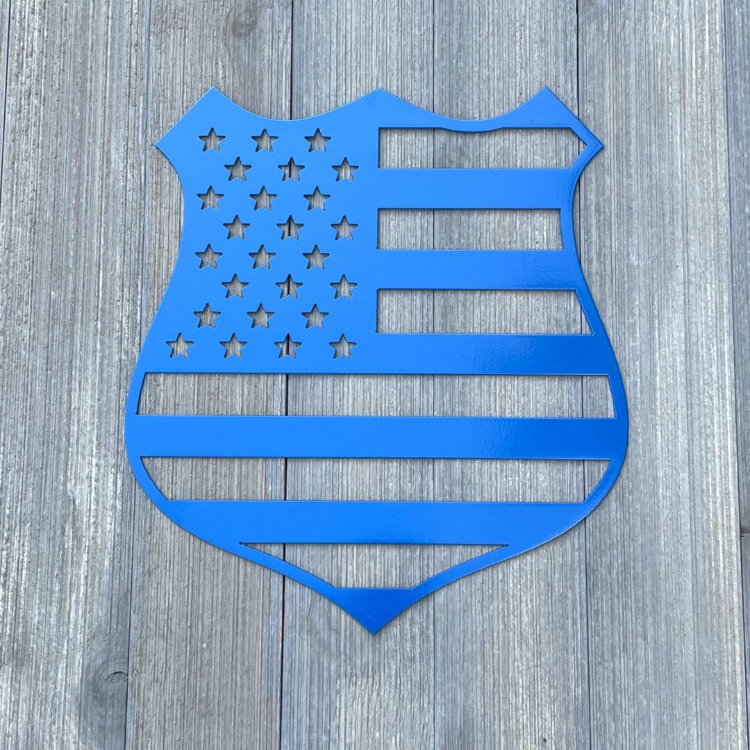 Police Shield/ Police Badge/ American Flag Badge Metal Sign Cutout ...