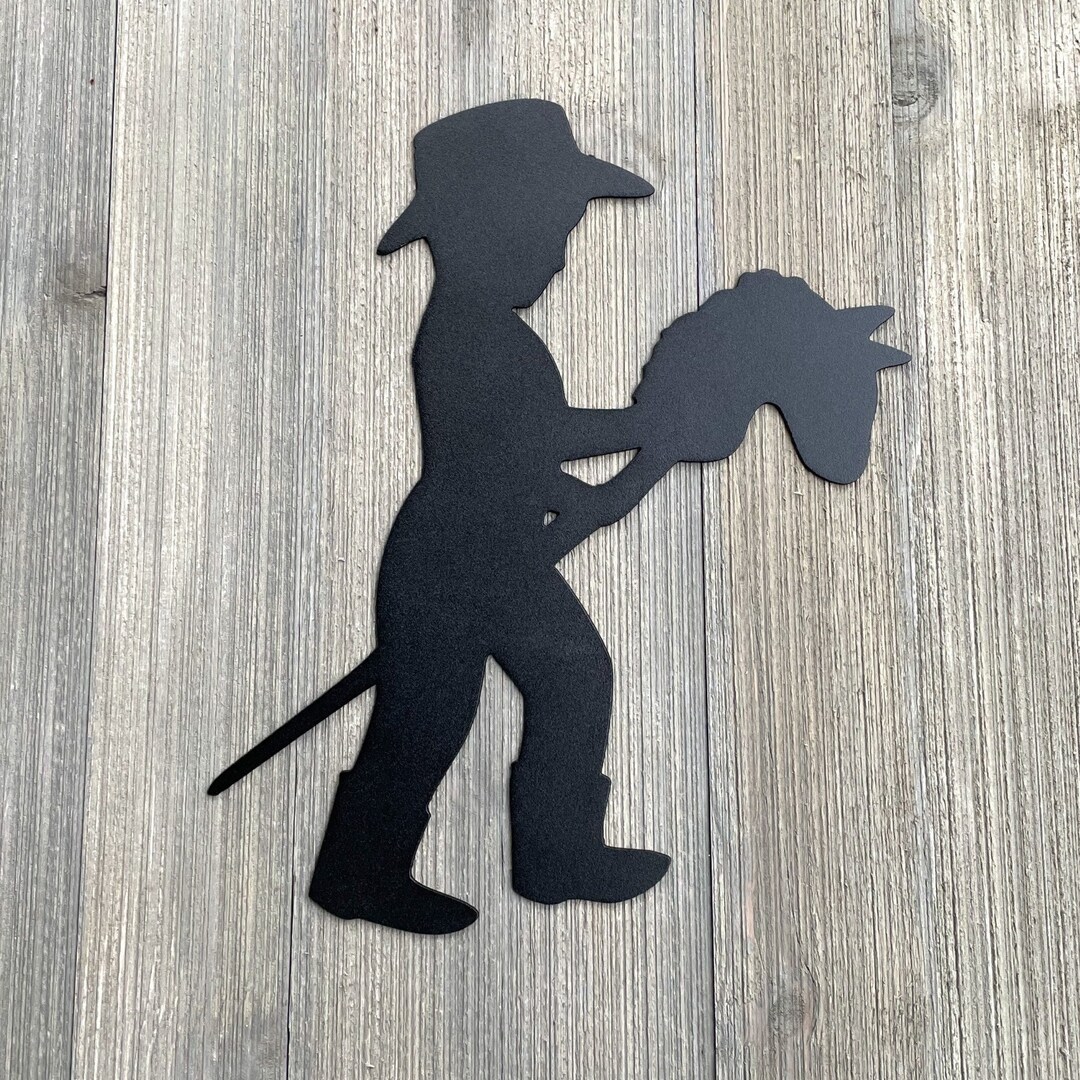 Kid Riding Toy Horse Metal Sign Cutout - Child's Cowboy Adventure: Kid ...