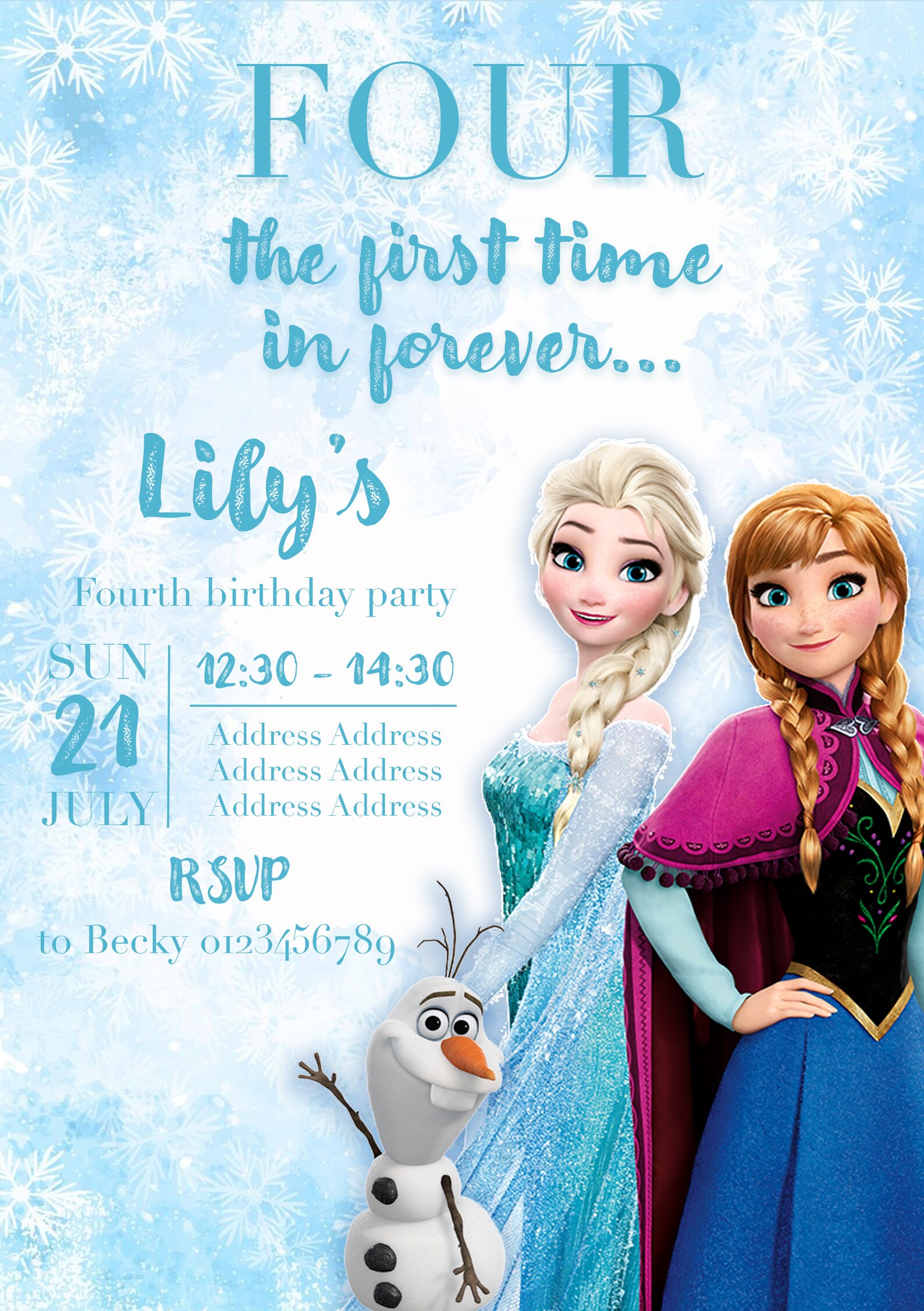 Frozen Elsa & Anna Birthday Party Invitation, Digital Invite and ...