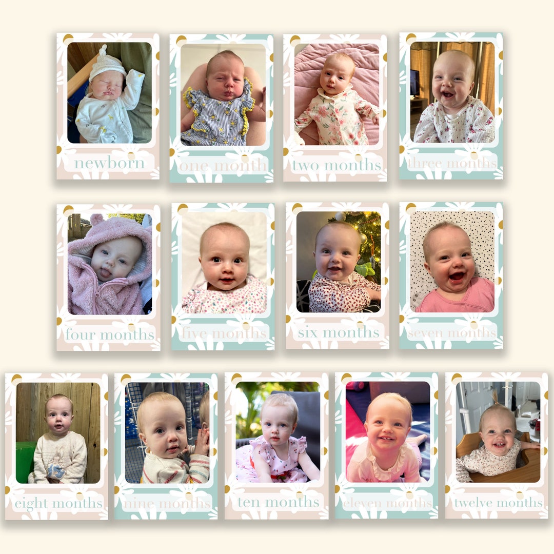 Personalised Custom Made Daisy Photo Milestone Cards Newborn to 12 ...