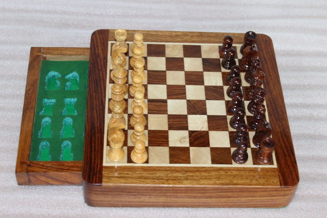 Travelling 10" Magnetic Square Chess Set Now in Laquer Finish - Etsy