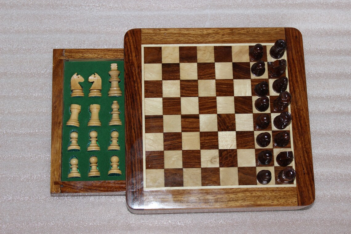 Travelling 10" Magnetic Square Chess Set Now in Laquer Finish - Etsy