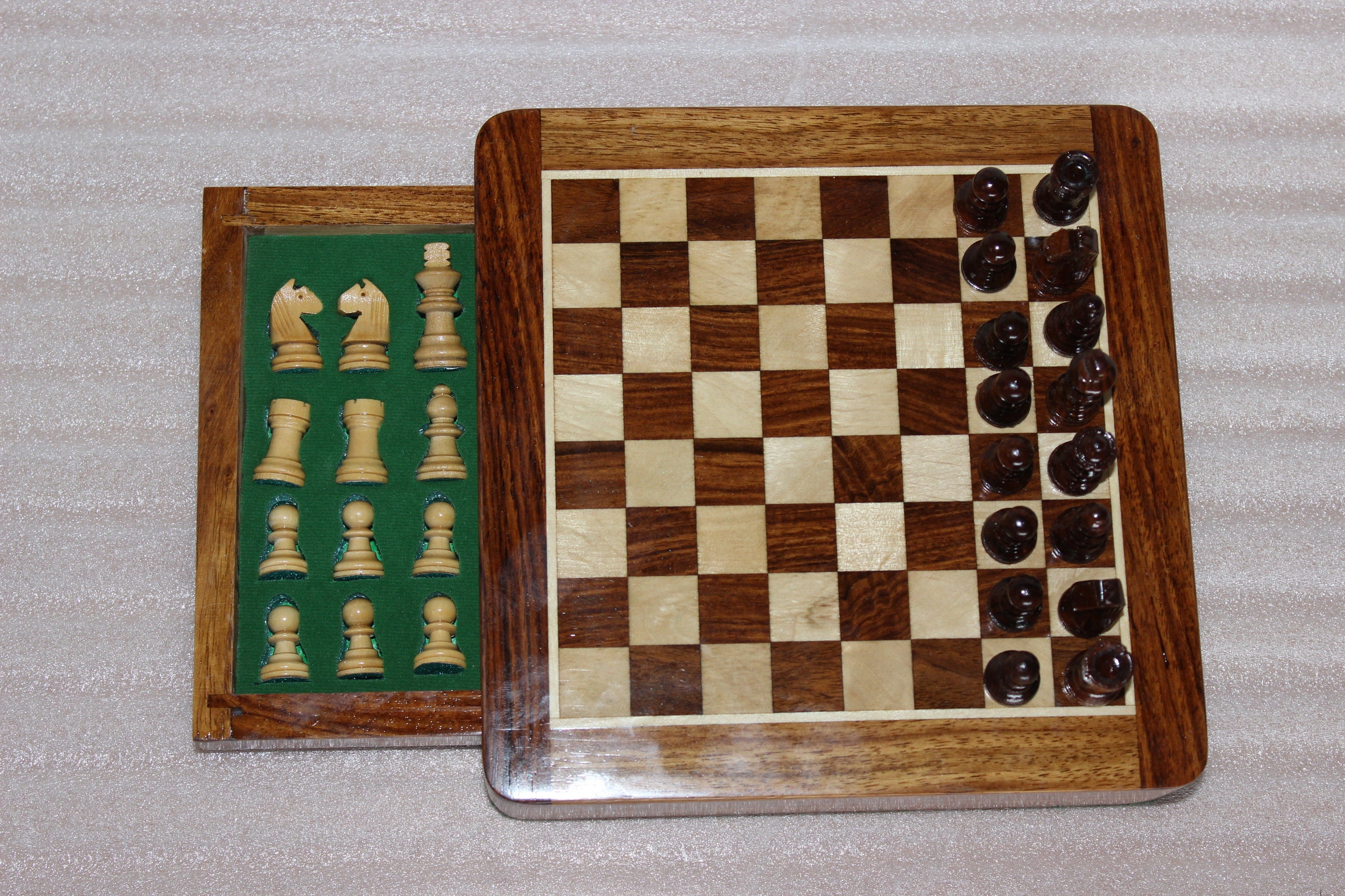 Travelling 10" Magnetic Square Chess Set Now in Laquer Finish - Etsy