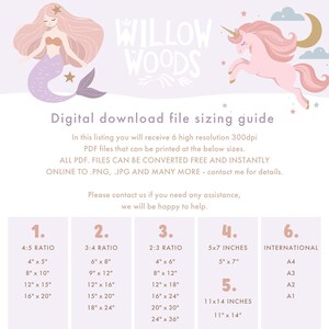 Mermaid Wall Art With Custom Name, Digital Print, Girls Art Print, Girls Nursery Print, Boho ...