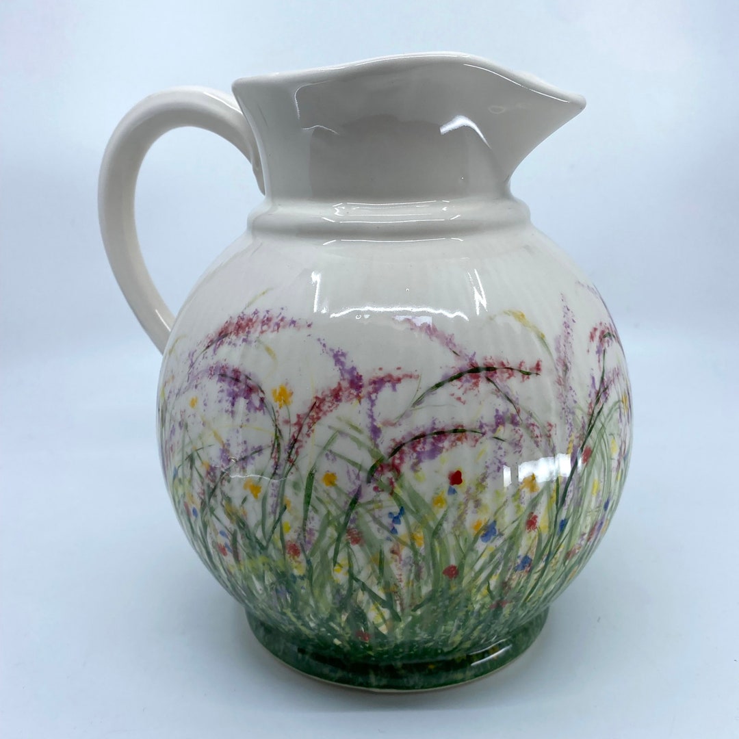 Handmade Hand Painted Jug Pitcher, One off Collectable Ceramic Pottery ...