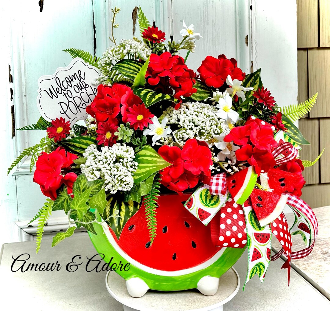 Watermelon Centerpiece, Summer Centerpiece, Patio Decor, Porch Decor ...