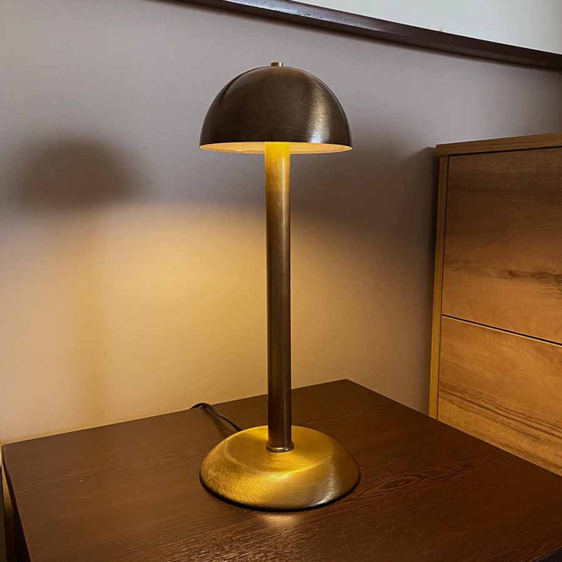 Antique Style Brass Table Lamp, Bedside Nightstand Light - Etsy