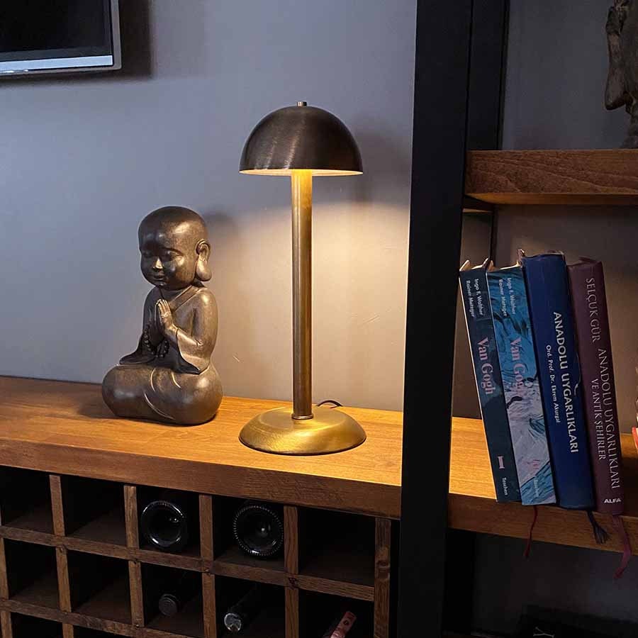Antique Style Brass Table Lamp, Bedside Nightstand Light - Etsy