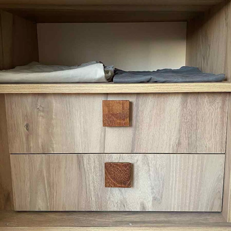 Wooden Square Drawer Pulls Oak Square Handle Minimalist - Etsy