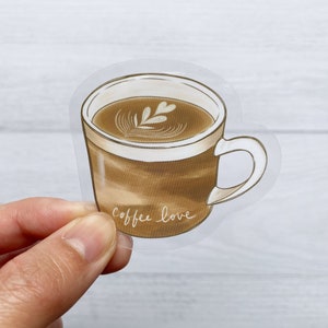 Coffee Love Clear Vinyl Sticker | Sticker for Laptop, Water Bottle ...