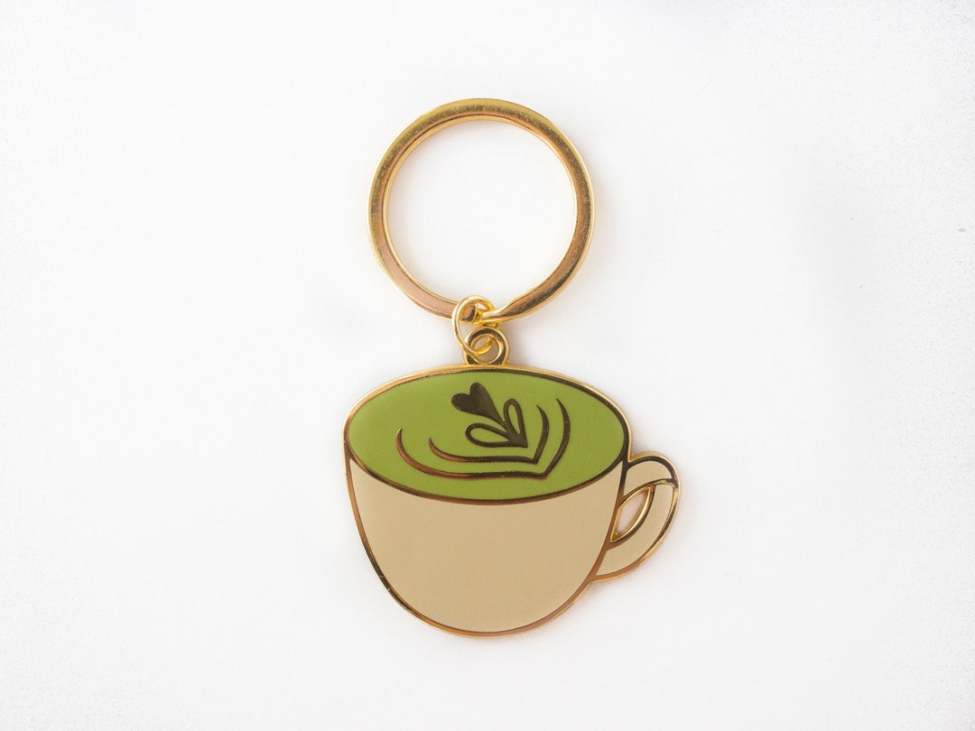Matcha Latte Metal Keychain | Metal Hard Enamel Keychain | Accessory ...