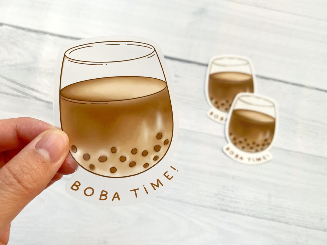 Boba Time Vinyl Sticker | Clear Sticker Decal for Laptop, Water Bottle ...