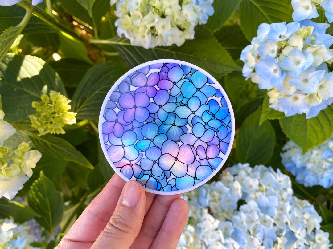 Holographic Hydrangea Vinyl Sticker | Sticker for Journal, Laptop ...