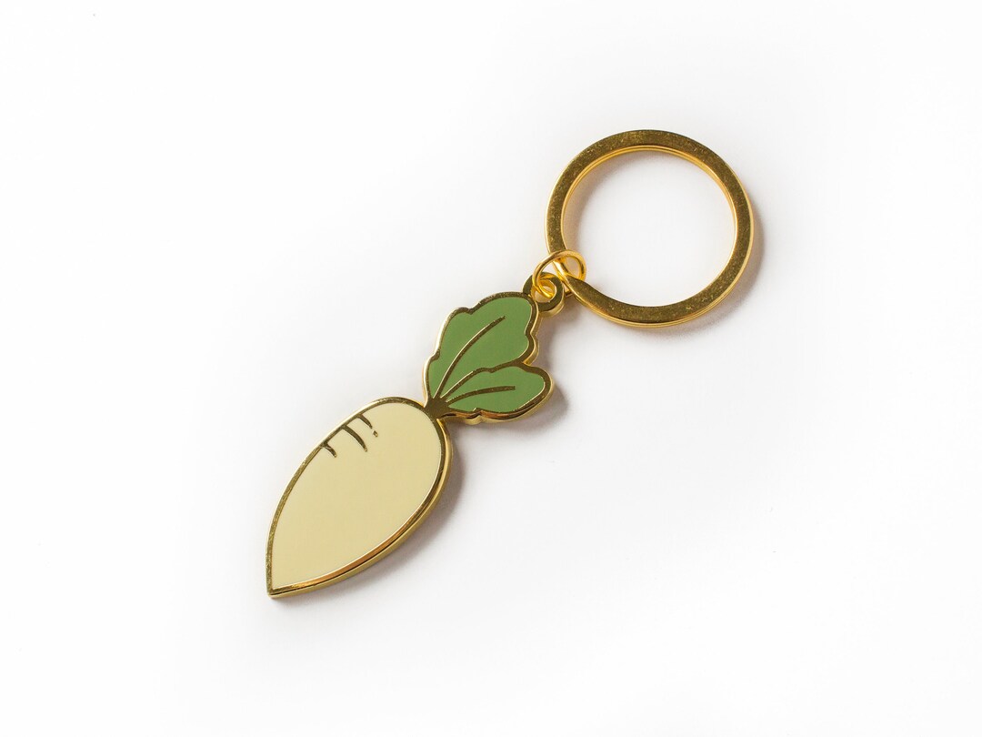 Daikon Radish Metal Keychain | Asian Food Gold Hard Enamel Keychain ...