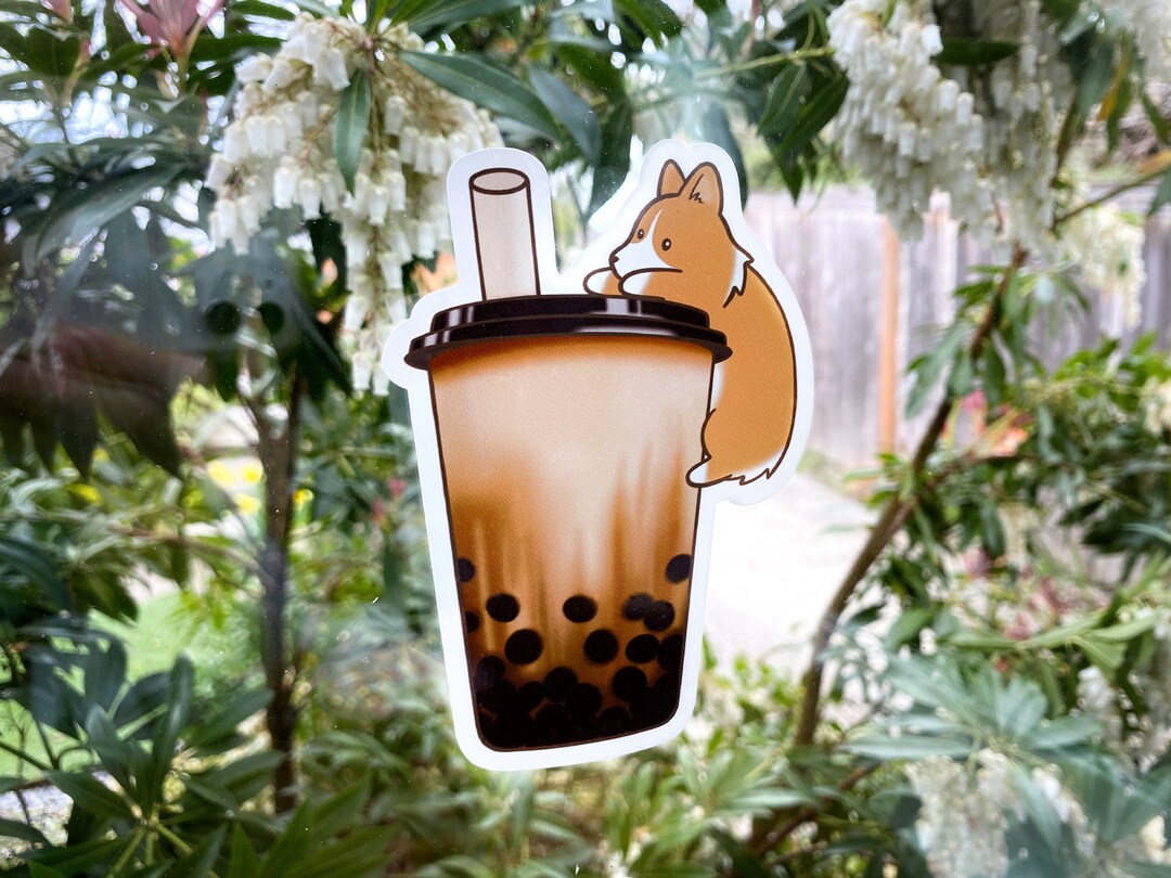 Bubble Tea Boba Corgi Window Cling | Window Sticker Decal | for Car or ...