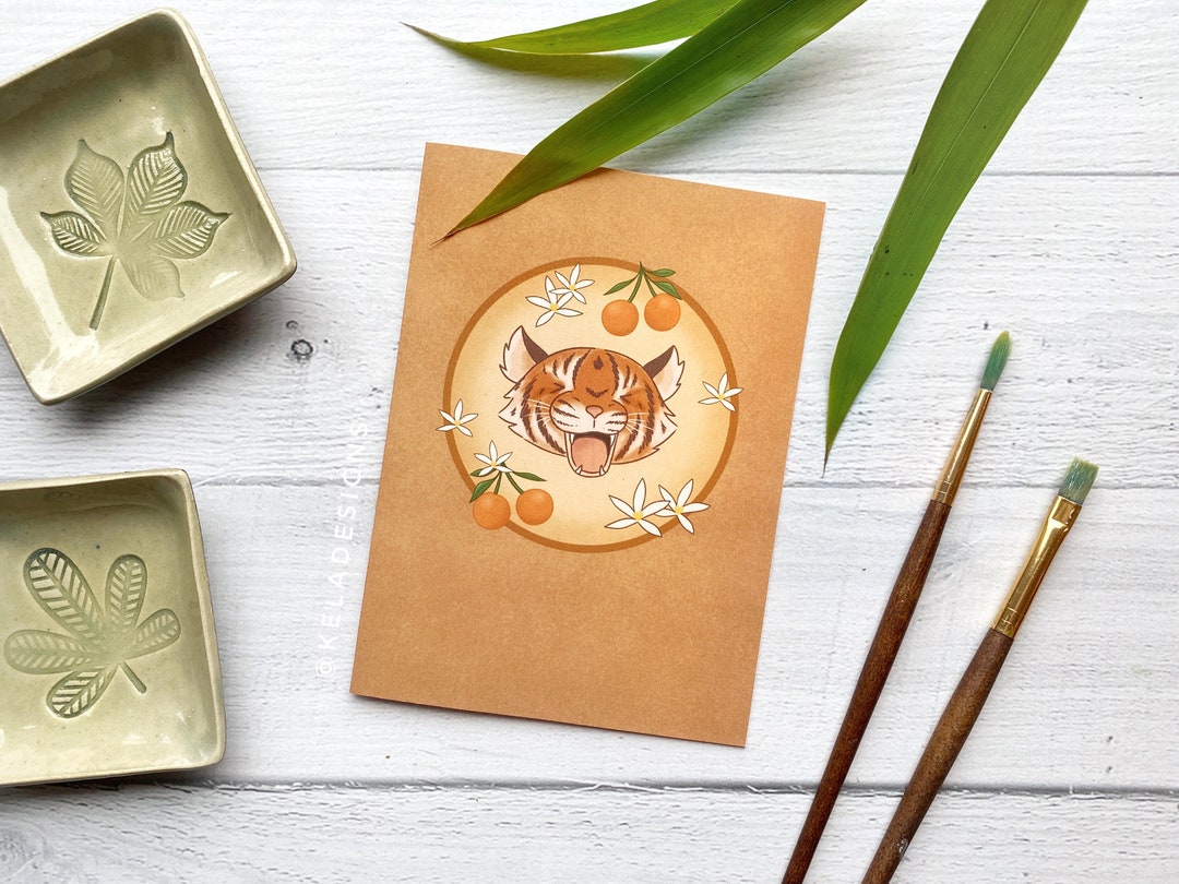 Year of the Tiger Greeting Card | Lunar New Year 2022 | Folded Blank ...