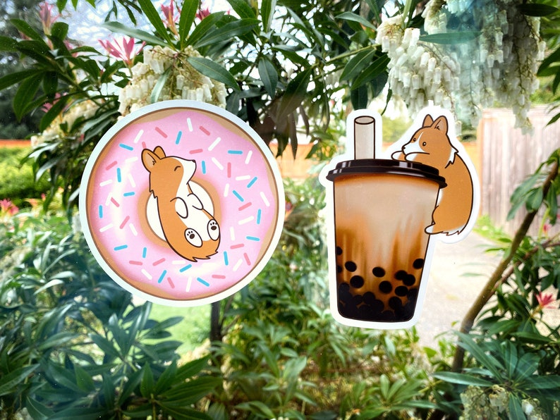 Bubble Tea Boba Corgi Window Cling | Window Sticker Decal | for Car or ...