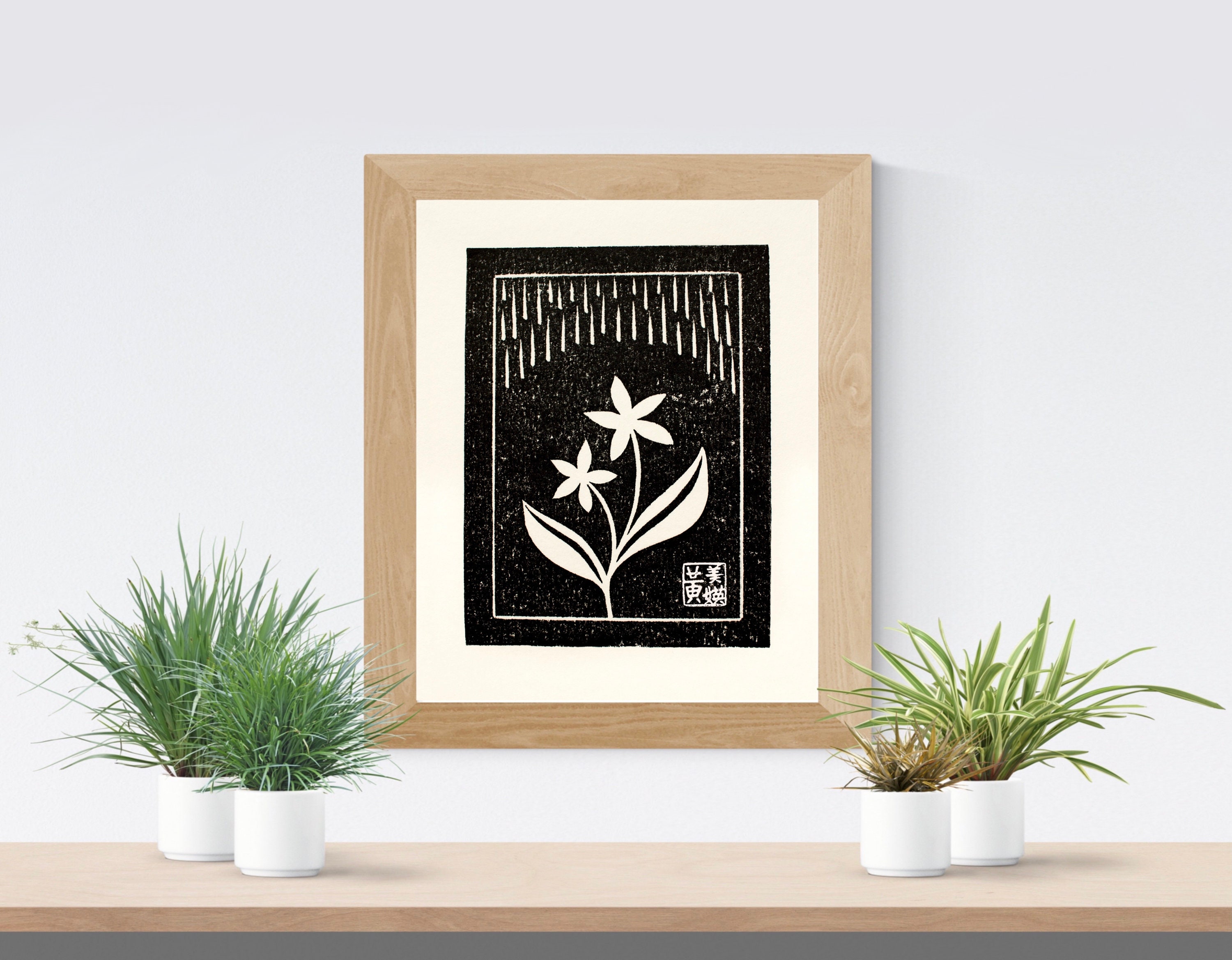 Star Showers Block Printed Art Print | Linocut Block Printing | High ...