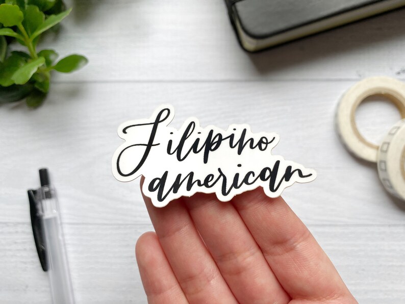 Filipino American Vinyl Sticker | Hand Lettered Calligraphy | Sticker ...