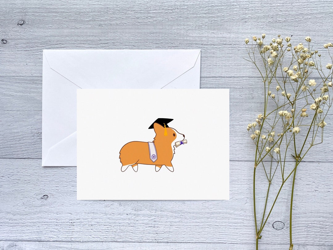 Corgi With Graduation Cap Greeting Card | Folded Blank Card - Etsy