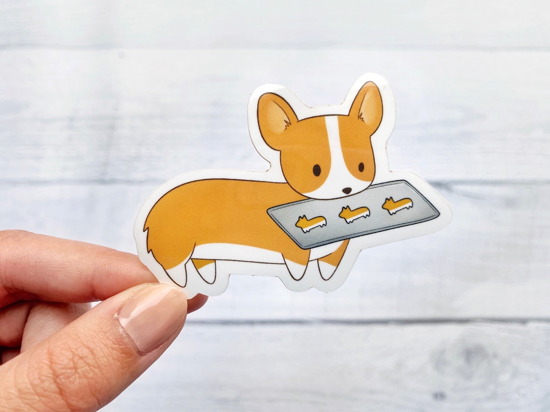 Corgi Baking Cookies Vinyl Sticker | Decal for Laptop, Water Bottle ...