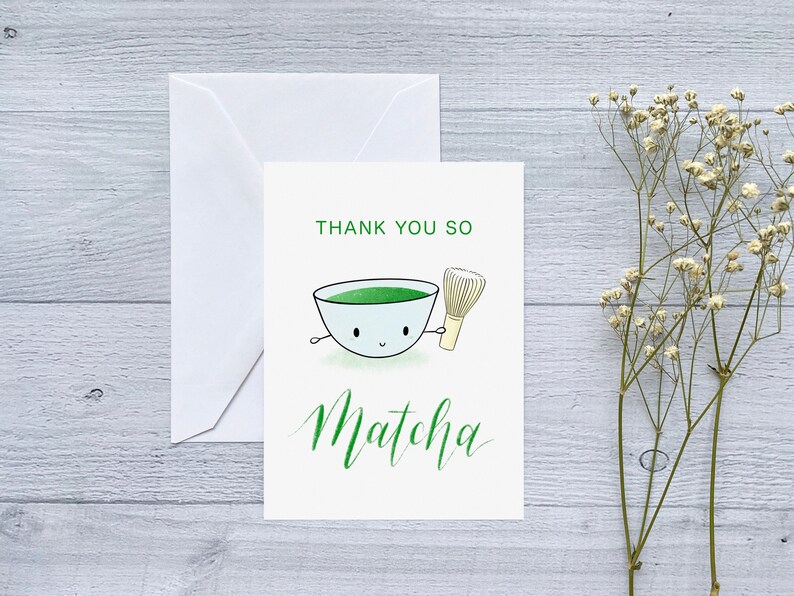 CARD SET Thank You so Matcha Greeting Card Folded Blank - Etsy