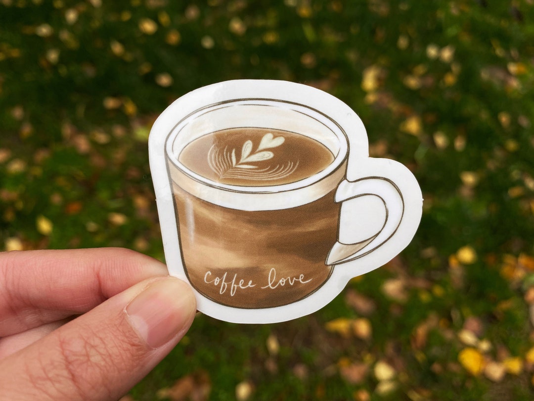 Coffee Love Clear Vinyl Sticker | Sticker for Laptop, Water Bottle ...