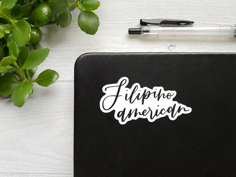 Filipino American Vinyl Sticker | Hand Lettered Calligraphy | Sticker ...
