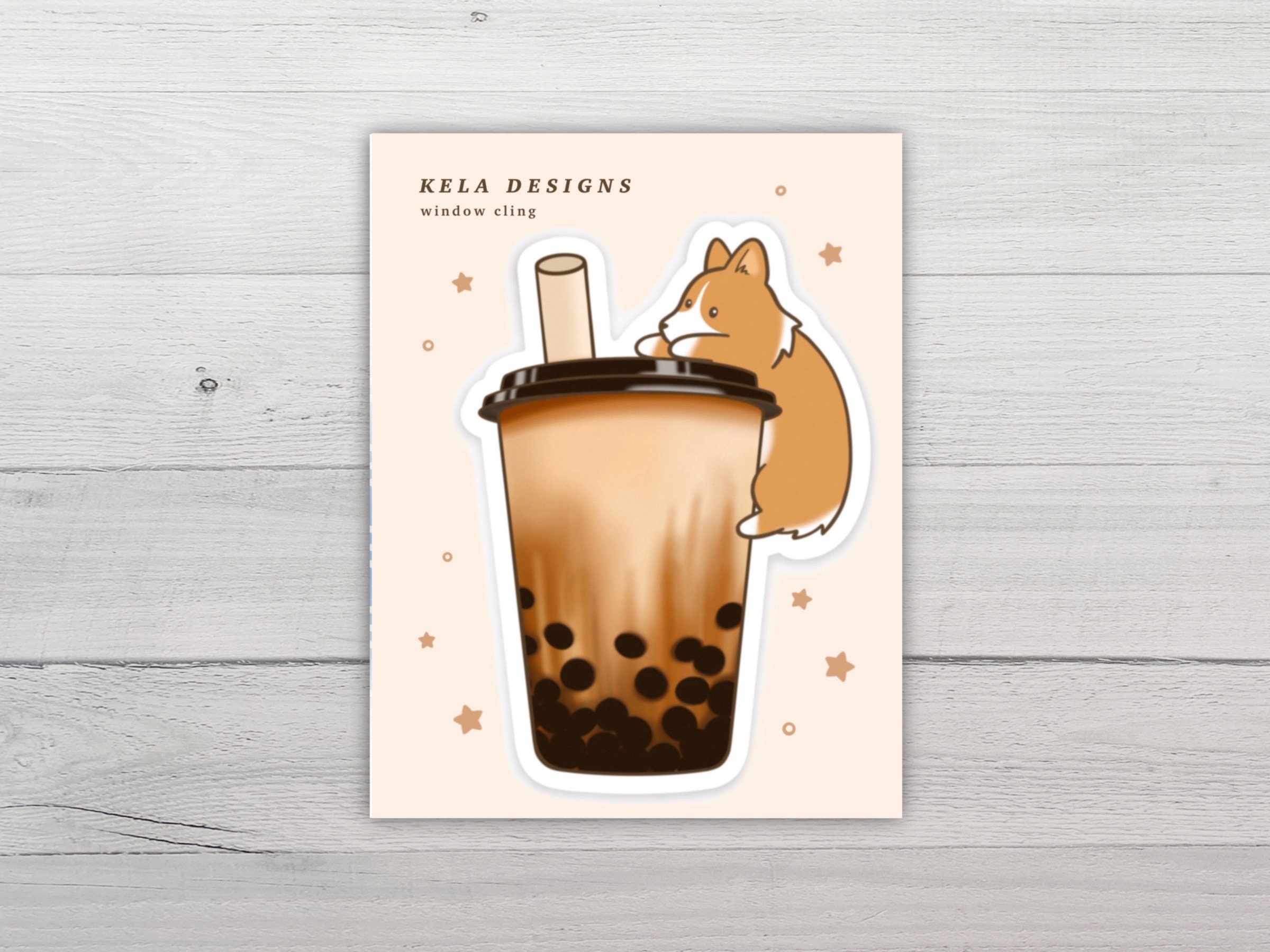 Bubble Tea Boba Corgi Window Cling | Window Sticker Decal | for Car or ...